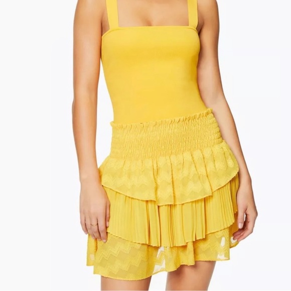 Ramy Brook | Skirts | Ramy Brook Womens Gold Micro Mini Ruffled Skirt ...